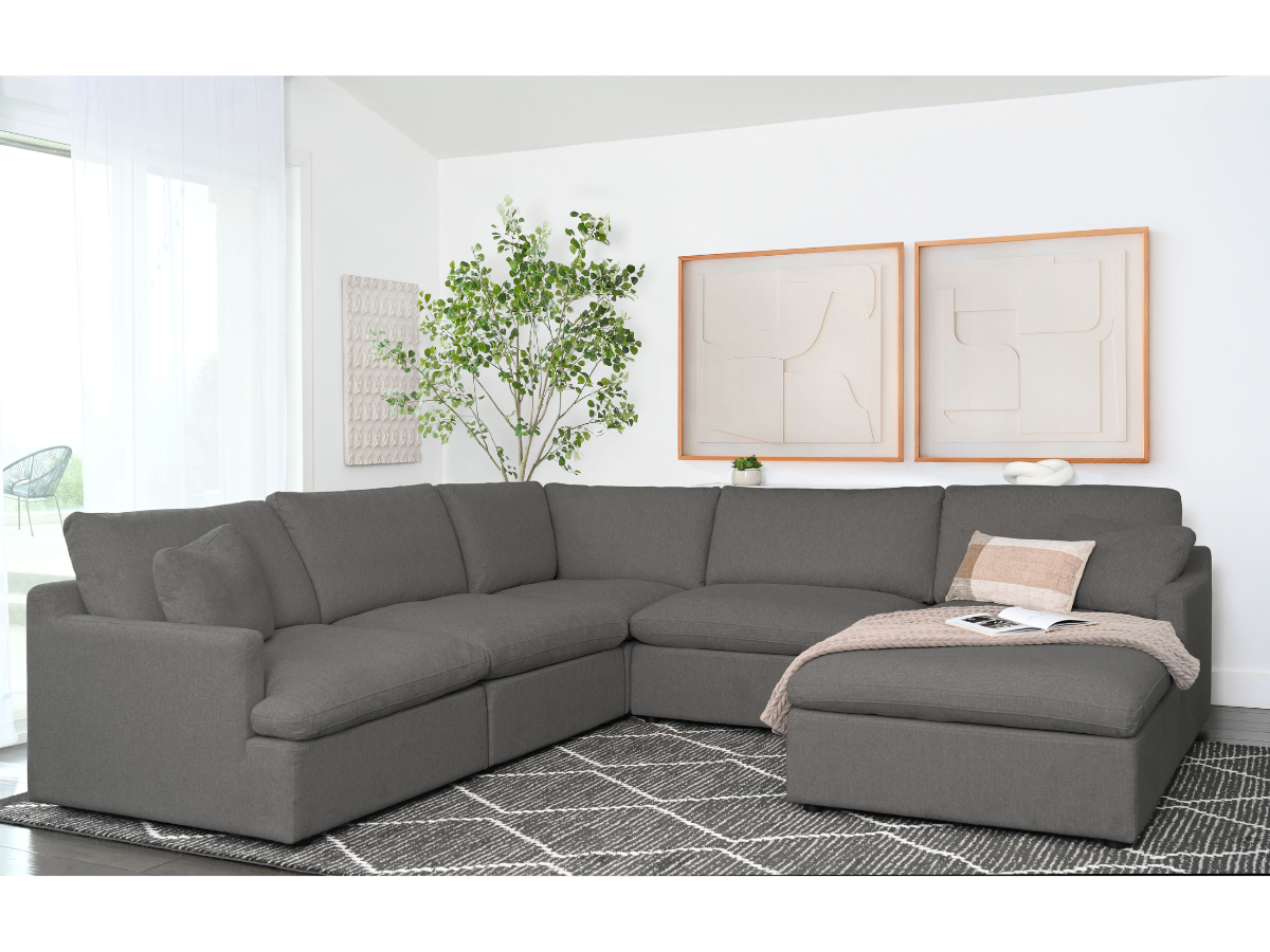 Capri Feather and Down 6-pc Modular Sectional - Gray – Abbyson.com