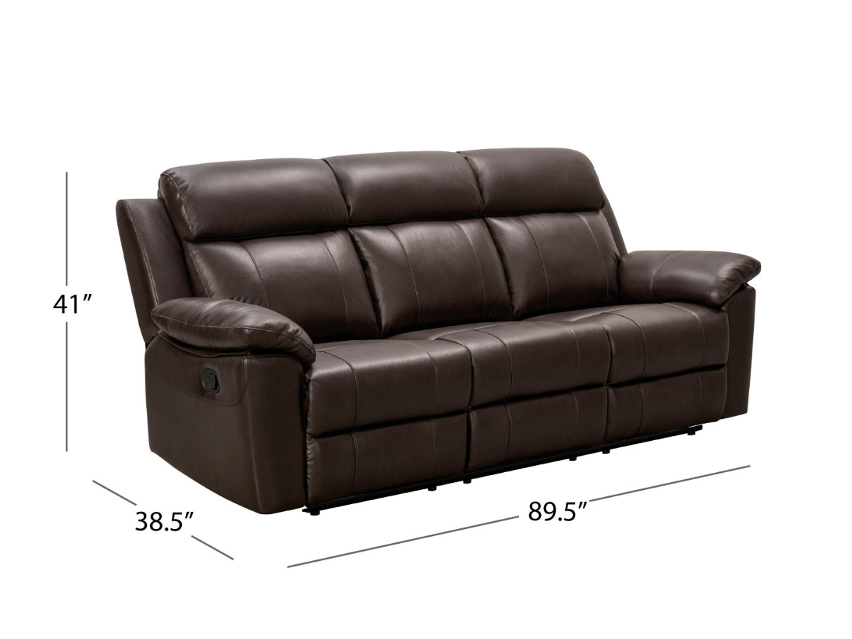 Abbyson Braylen Top Grain Leather Reclining Sofa and Recliner Set Dark Brown